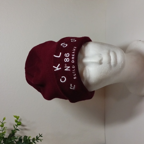 Young & Reckless | Accessories | Y R Reckless Embroidered Beanie Hat Burgundy | Poshmark